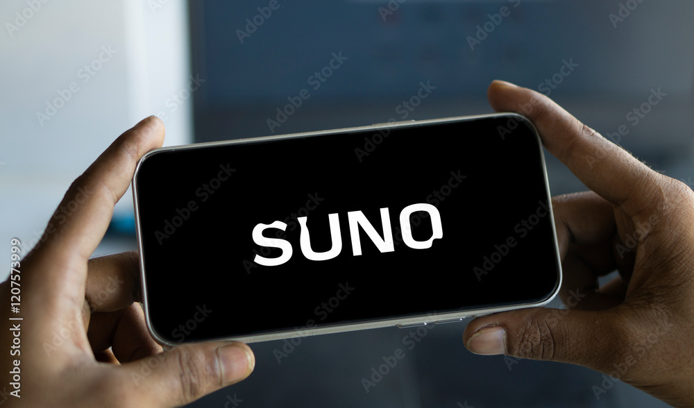 Dhaka, Bangladesh- 20 Jan 2025: suno logo is displayed on smartphone ...