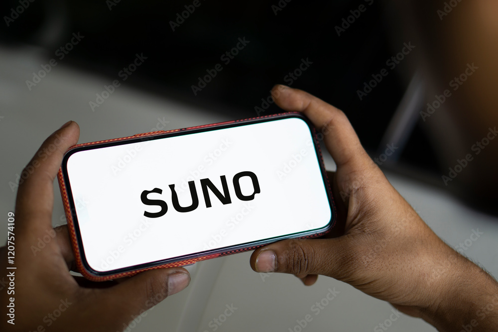 Dhaka, Bangladesh- 20 Jan 2025: suno logo is displayed on smartphone ...