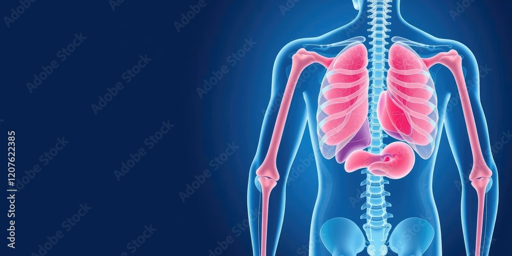 Anatomical overlay of the torso backside with highlighted muscles and ...