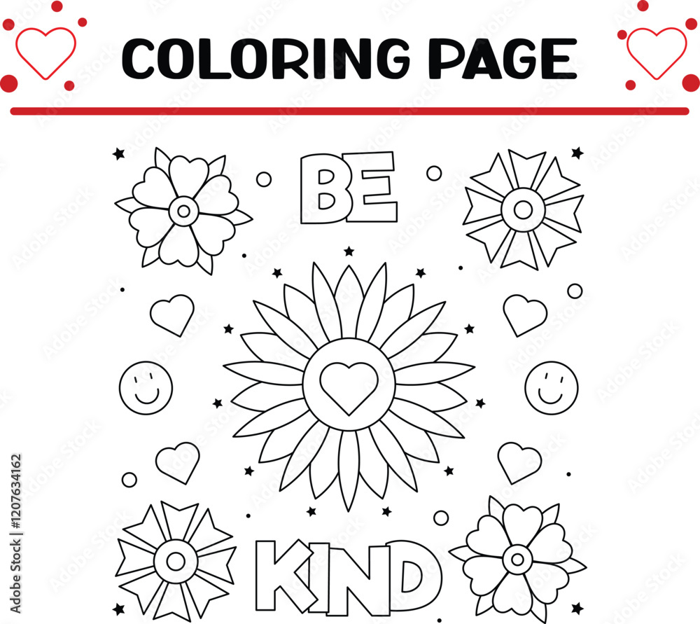 be kind coloring page black white coloring page for kids Stock Vector ...