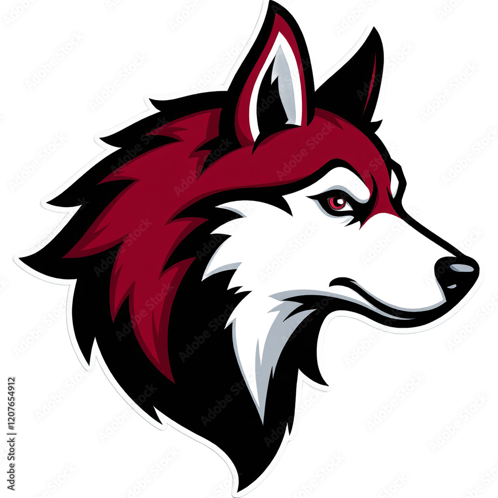 Red black and white wolf head on transparent background Stock ...