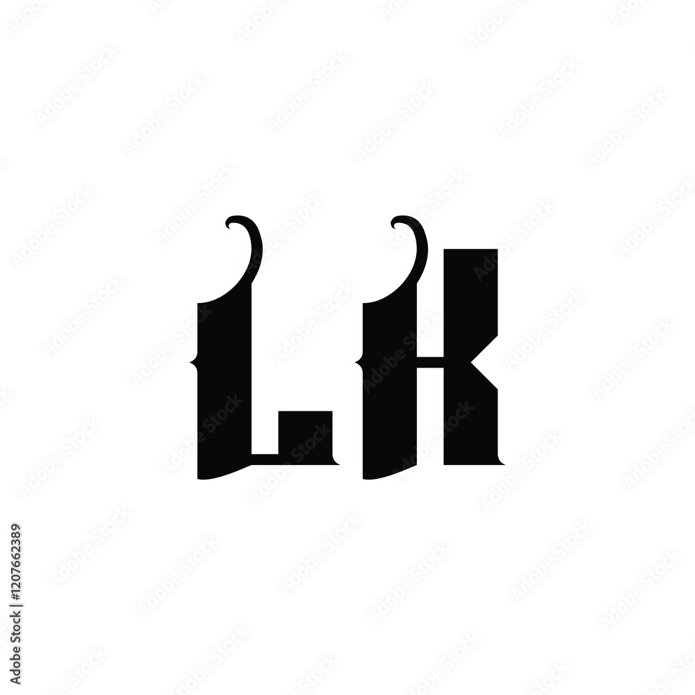 LK monogram logo design letter text name symbol monochrome logotype ...