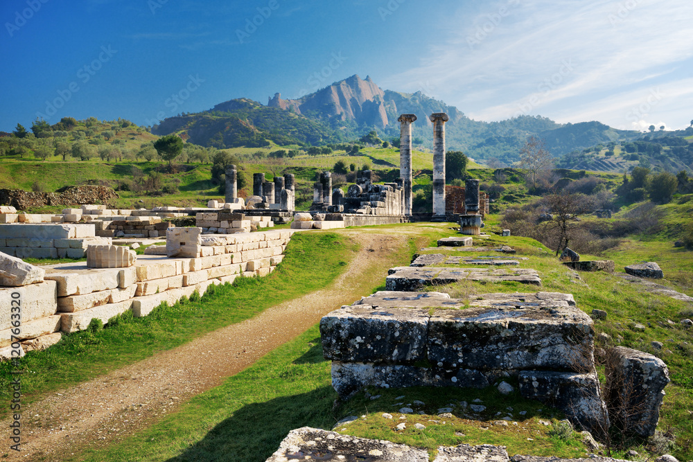 Ionic style Temple of Artemis in the ancient Greek city of Sardis in ...
