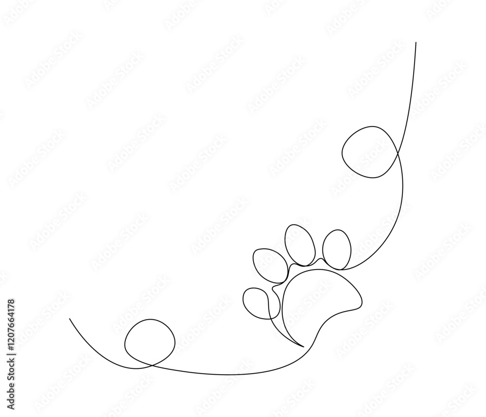 Vector de Stock Continuous one line drawing of footprint pet, dog or ...
