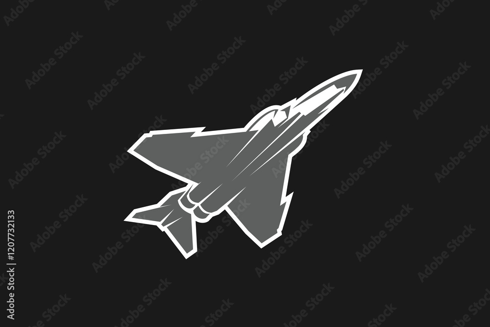 American cold war jet fighter plane vector illustration. simple ...