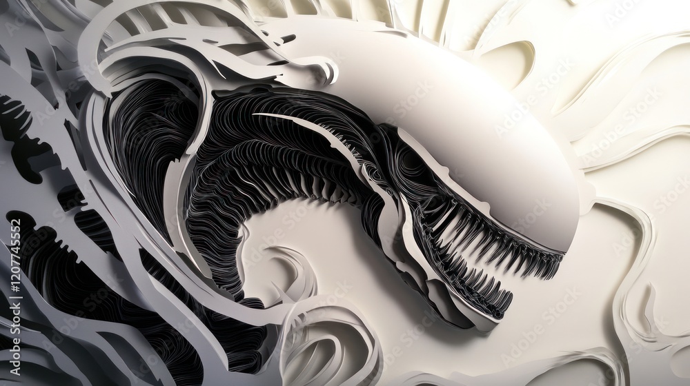 Alien Xenomorph Papercut: A dramatic and detailed papercut artwork ...