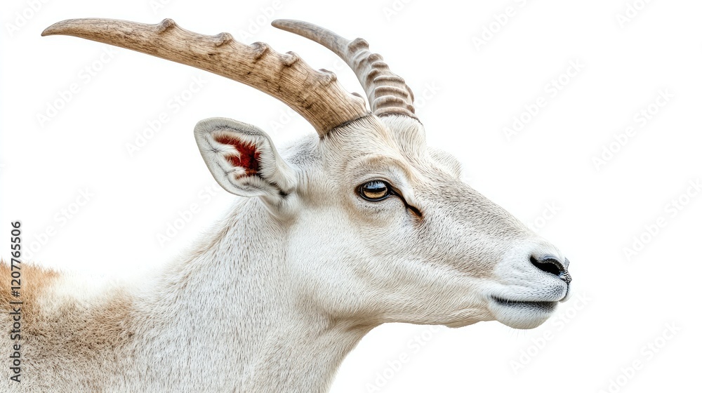 Graceful Addax Antelope Side Profile Isolated on White Background for ...