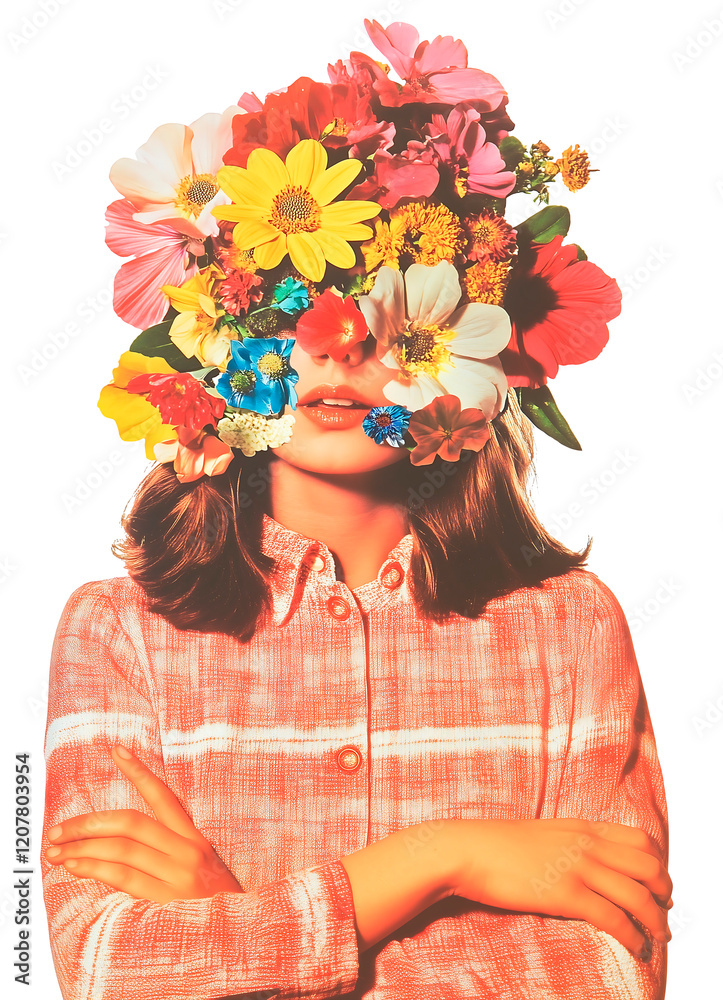 Colorful Floral Portrait: Creative Collage of Flower Head Art and ...