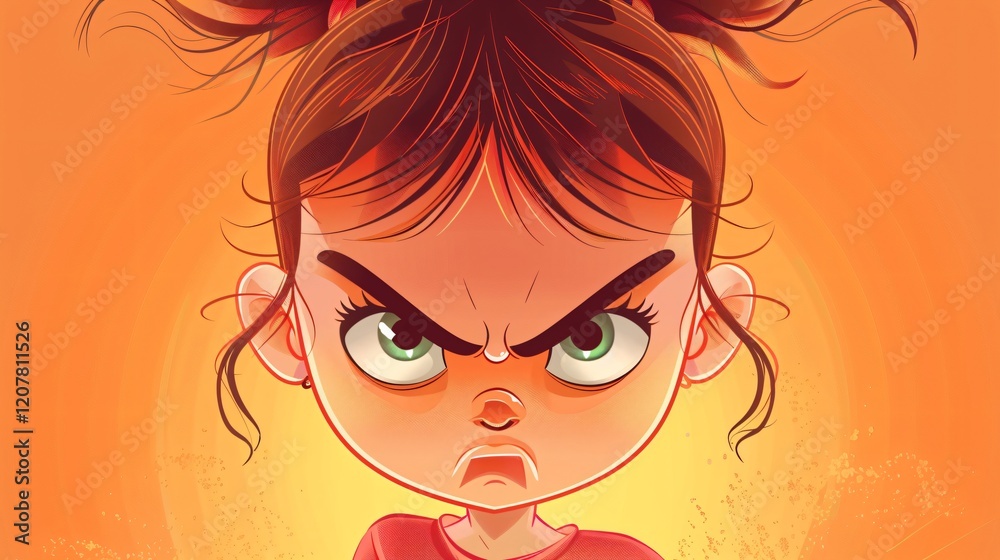 Expressive Cartoon Image of Angry Kid Emotion, Professional Usage for ...
