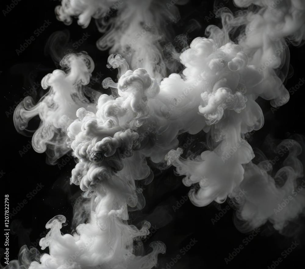 Black and white smoke texture background with a subtle film grain ...