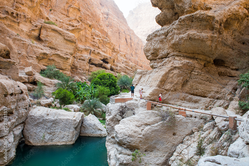 Wadi Shab, canyon near Tiwi, Sultanate of Oman, Arabian Peninsula Stock ...