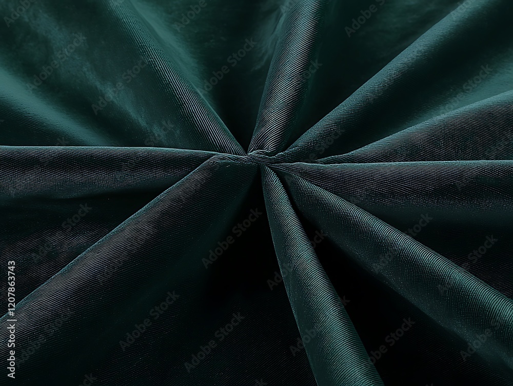 Plush dark emerald green velvet fabric with a soft sheen under ambient ...
