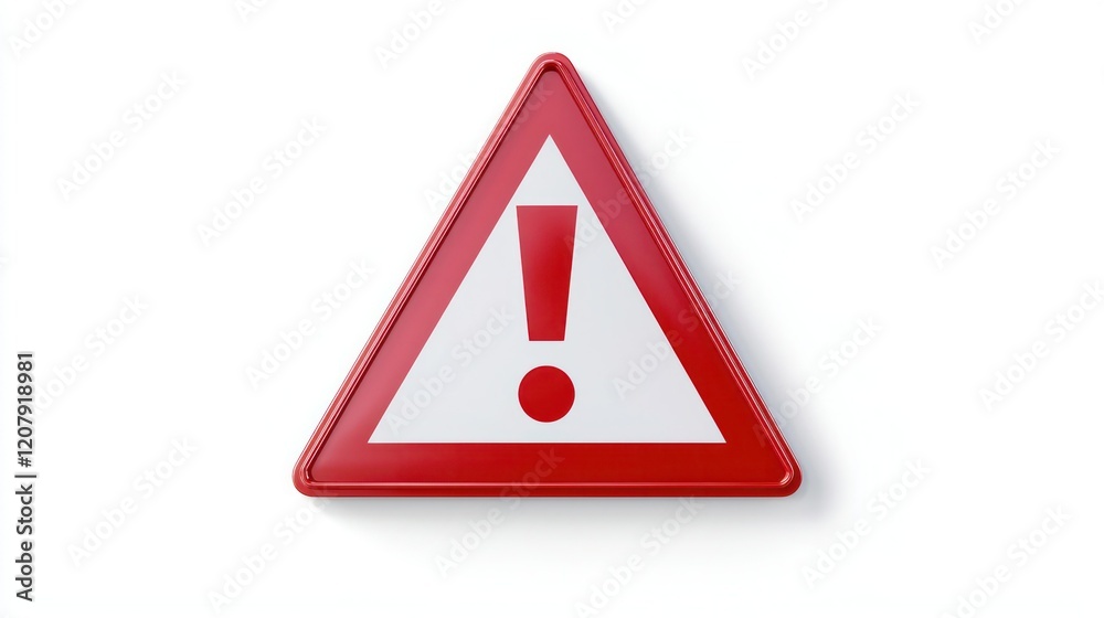 Red warning triangle icon on white backround. Warning sign with an ...