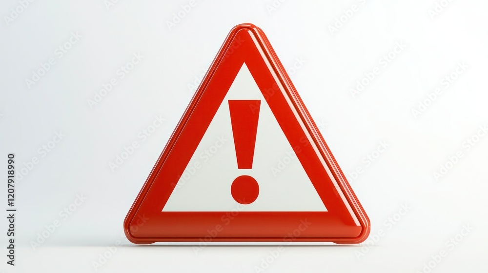 Red warning triangle icon on white backround. Warning sign with an ...
