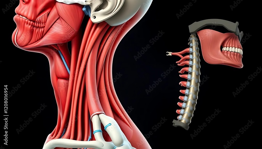 Human Neck Muscles Anatomy 3d Model Medical Illustration Stock ...