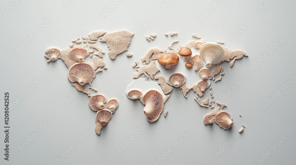 Harmony of nature displayed through a breathtaking mushroom world map ...