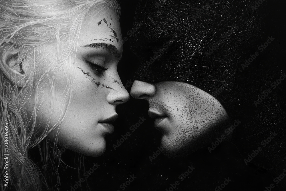 Monochromatic Intimacy: A Captivating Portrait of a Couple's Tender ...