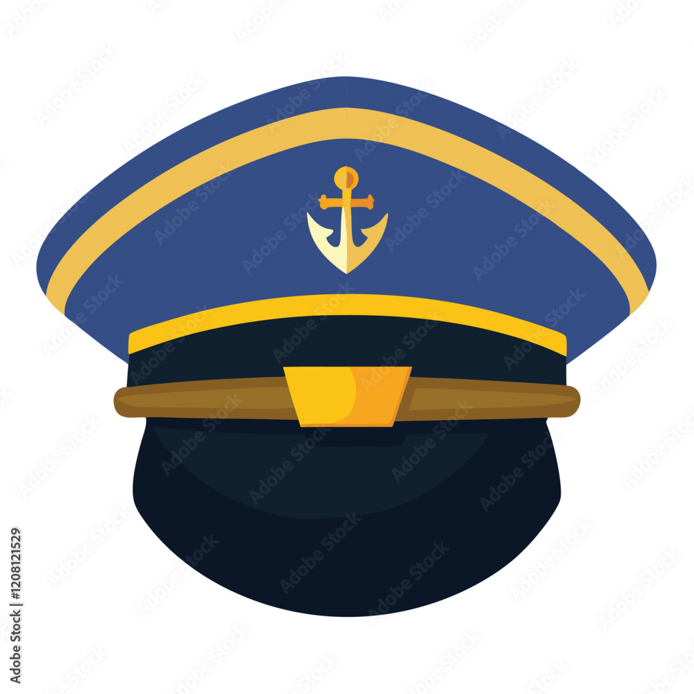 Captain's Hat Vector Illustration Cartoon, Clipart, and Line Art Design ...