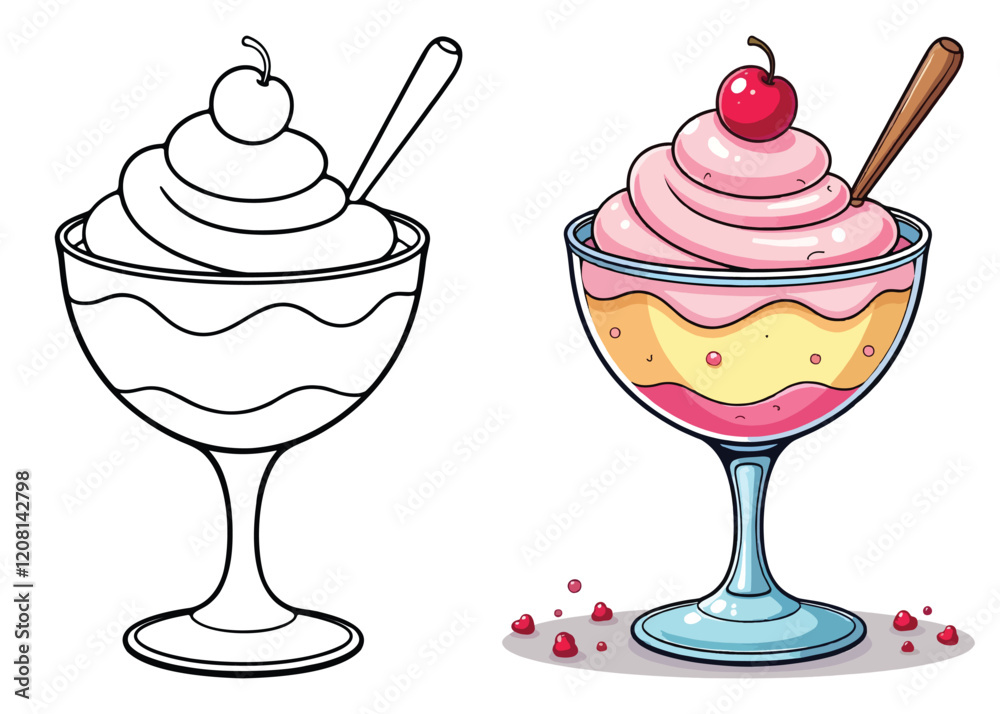 Mousse Line Art Vector Illustration Black and White with Coloring ...