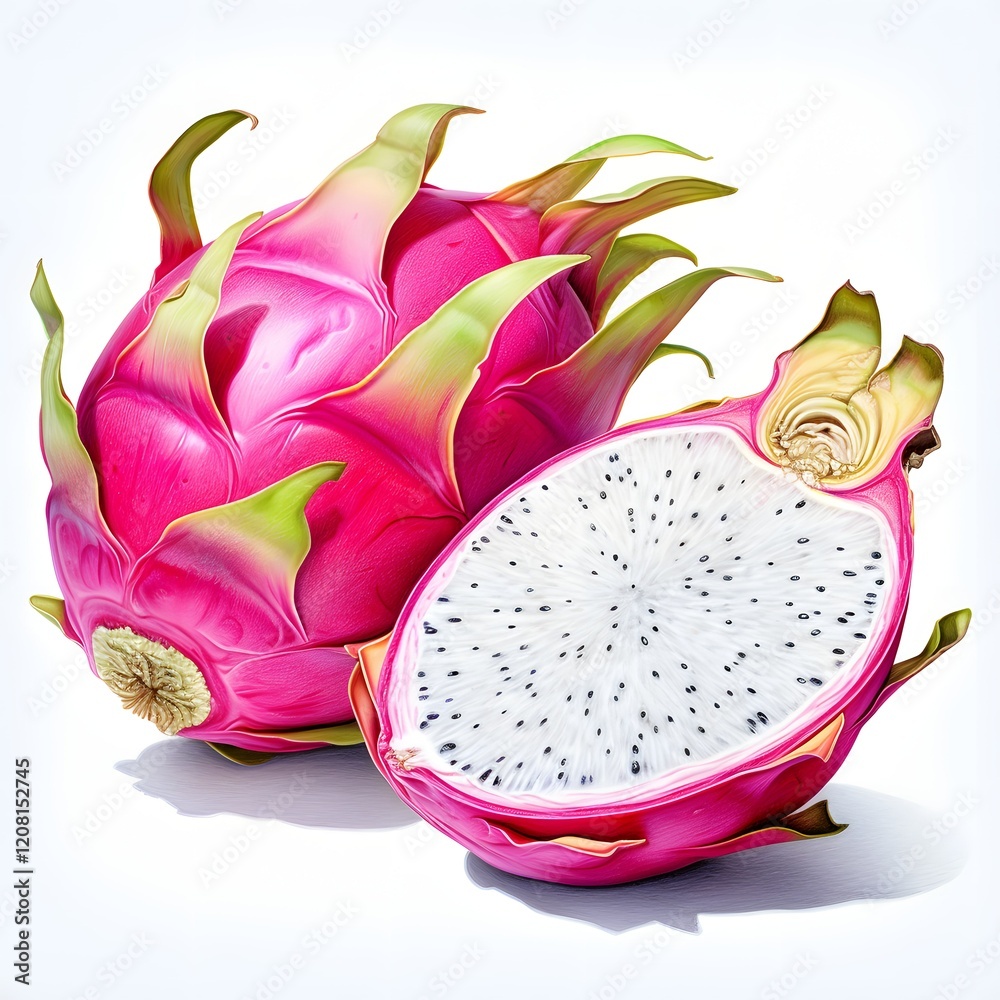 Dragon Fruit clipart. Digital watercolor clipart. Detailed illustration ...