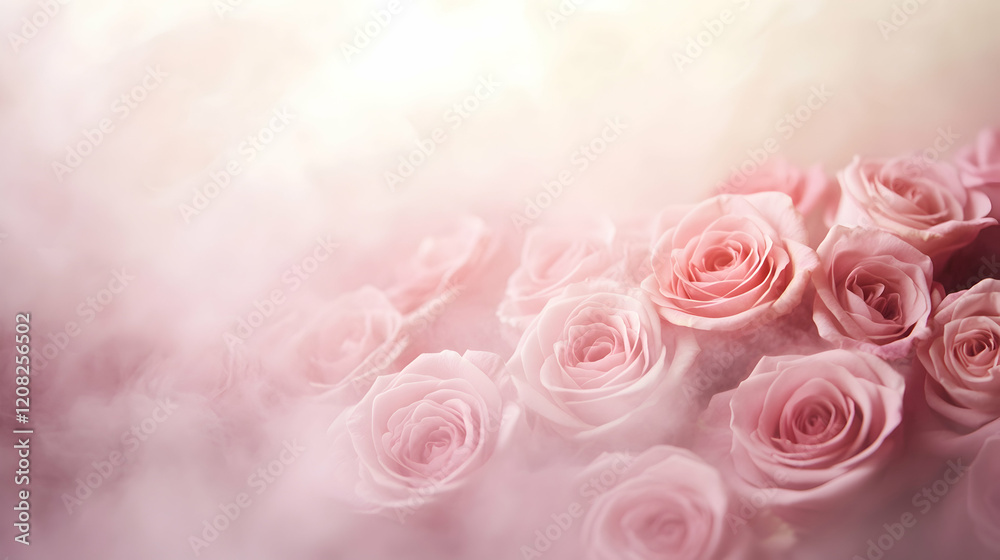 Fog rolling evenly into a pastel rose backdrop, with diffused and even ...