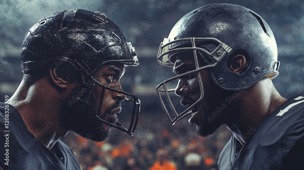 Stock-Foto „Intense confrontation between two male football players in ...