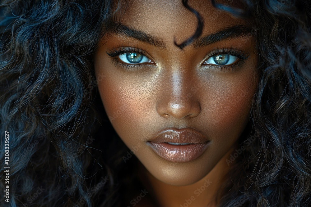 Helene, a bold and fiery woman with cascading curly hair and striking ...