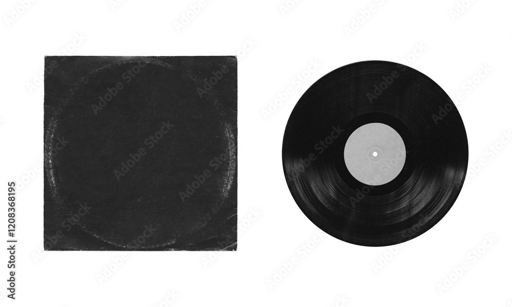 vinyl record mockup isolated on white background, separated sleeve and ...
