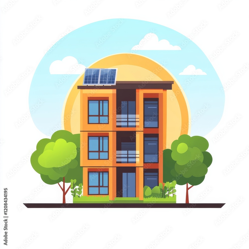 create a simple clip art like illustration used for poster icon representing an energy efficient ...