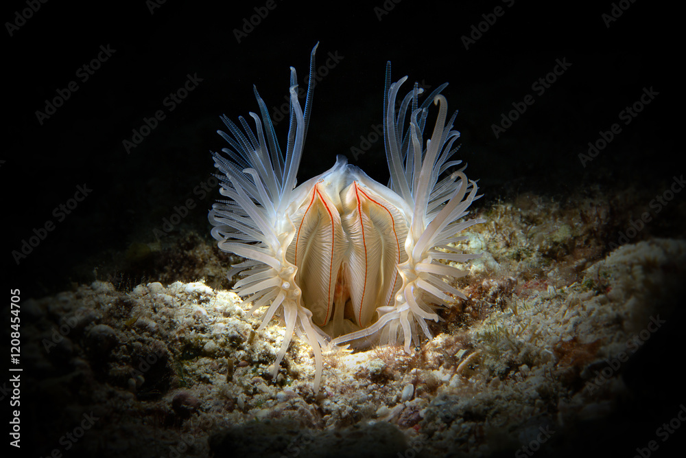 File clam (Limaria sp.) This intriguing animals with fleshy tentacles ...