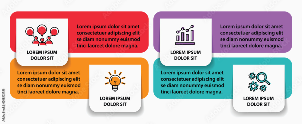 4 steps infographic template with 4 options. Flowchart that can be used for business report ...