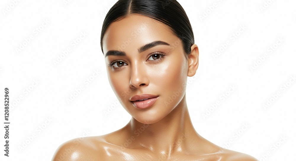 Beauty. Woman 25 years, has shiny glowing skin, clean nourished body ...