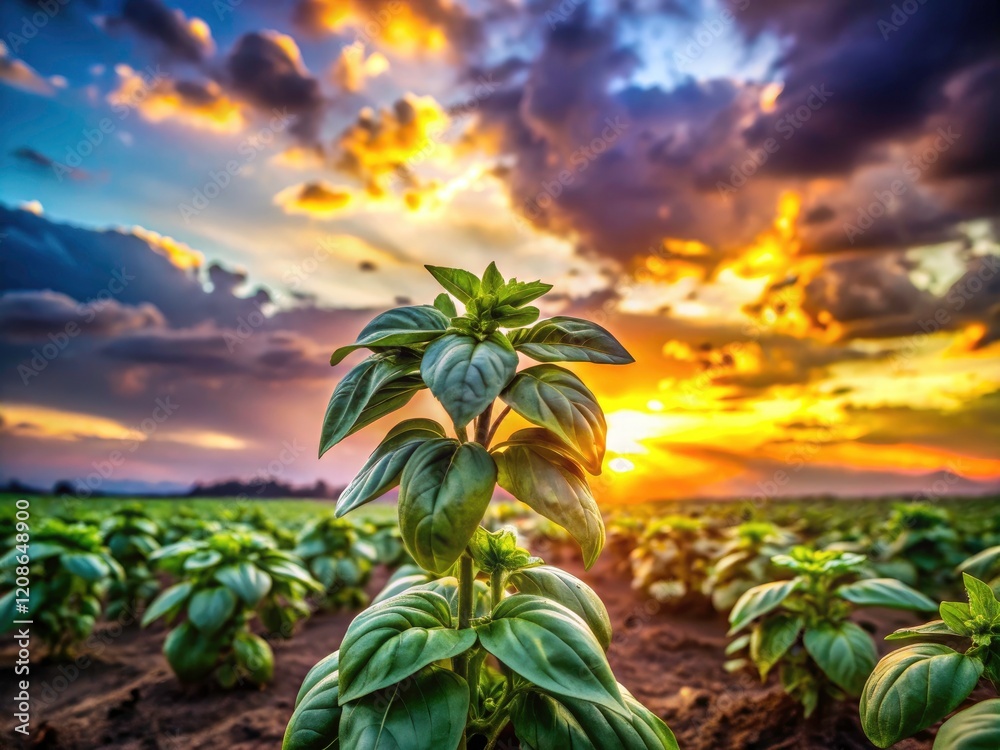 Dark green basil SVG logo, a simple yet striking silhouette design ...