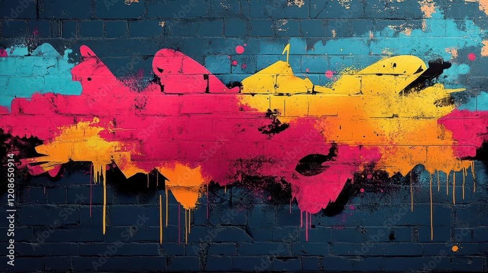 urban art explosion featuring dynamic graffiti elements neon colors ...