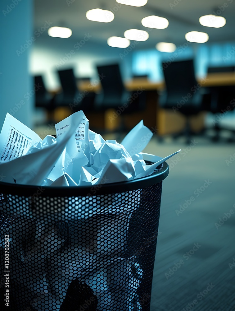 discarded ideas in the office bin symbolizing failed concepts and ...