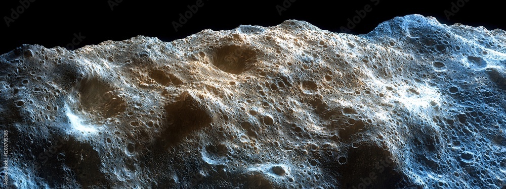 Asteroid textures illuminated by soft light effects in deep space Stock ...