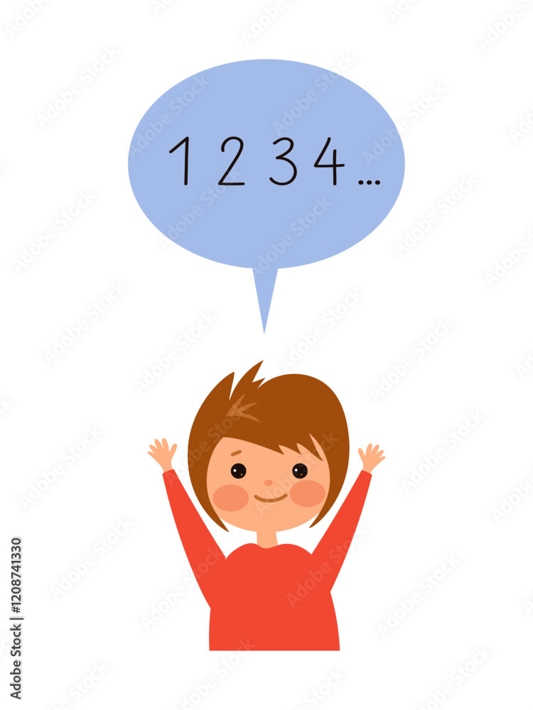 Child learns numbers. Dyscalculia and mental arithmetic concept ...
