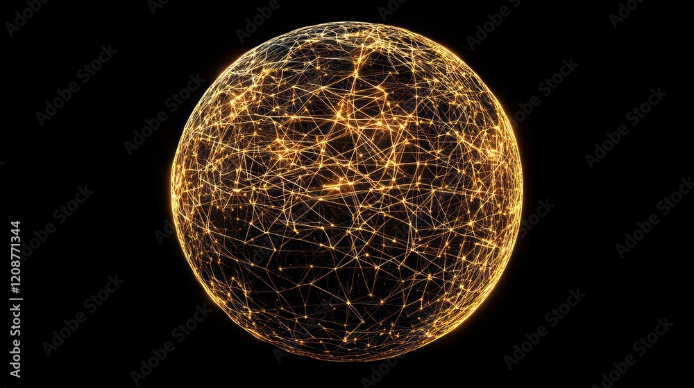 Abstract sci-fi sphere with particles. Technology network connection on ...