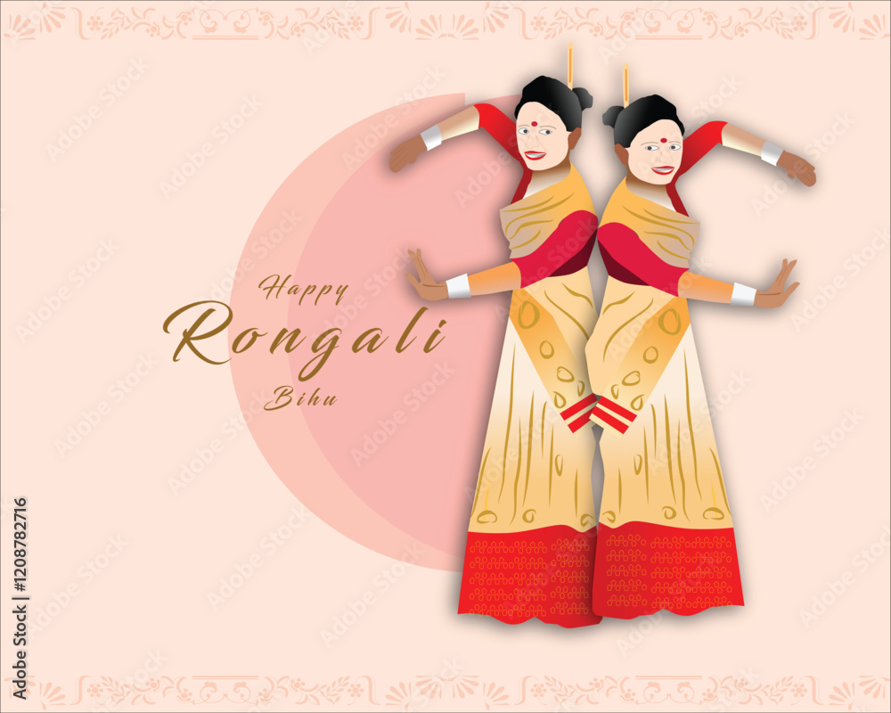Happy Rongali Bihu social media feed template. Greeting background with ...