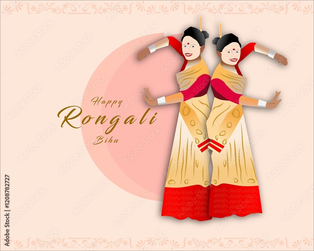 Happy Rongali Bihu social media feed template. Greeting background with ...