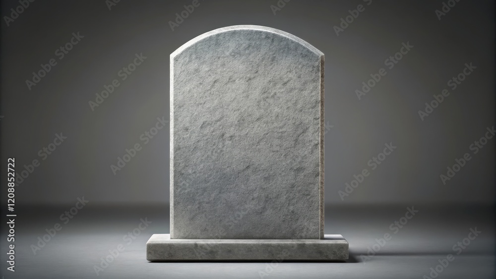 Blank tombstone on a solid grey background, blank, tombstone, stone, memorial, death, cemetery ...