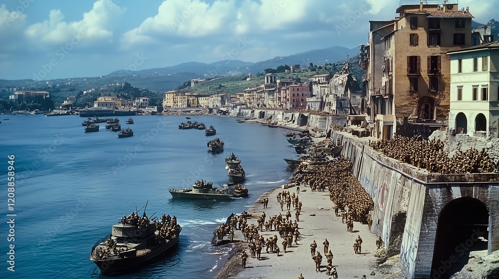U.S. troops landing in Italy during World War II in 1943 Stock Photo ...
