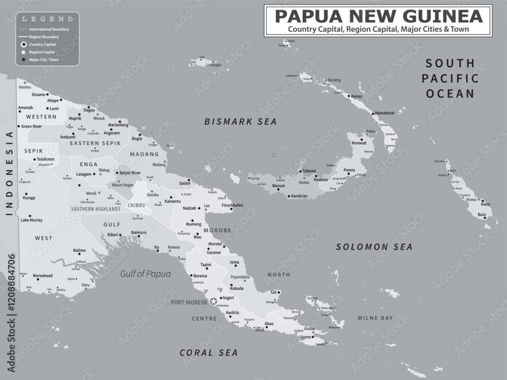Australian Countries Geography Political map. Political map of country ...