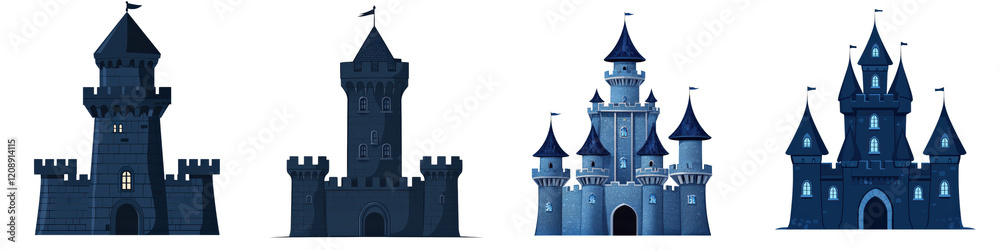 Collection of Dramatic Castle and Fortress Structures in Fantastical ...