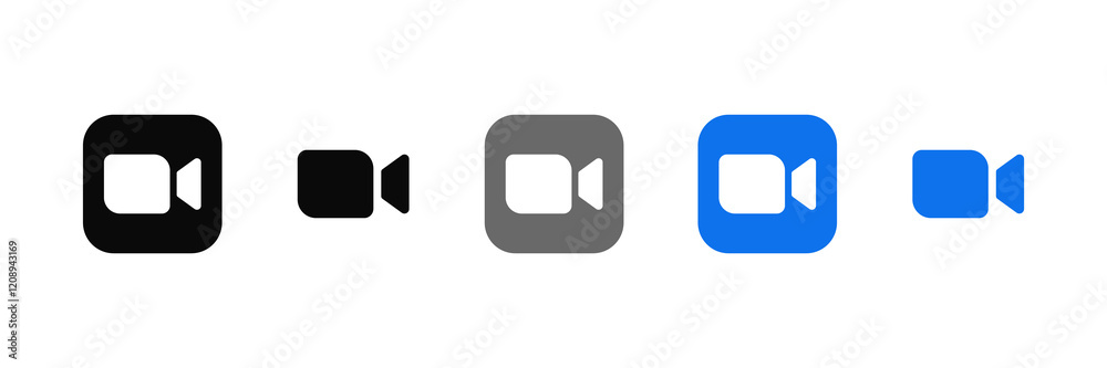 zoom meetings logo , zoom meeting icon button in black color. social ...