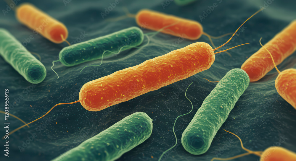 3D Illustration of Enterobacteriaceae Bacteria, Including Escherichia ...