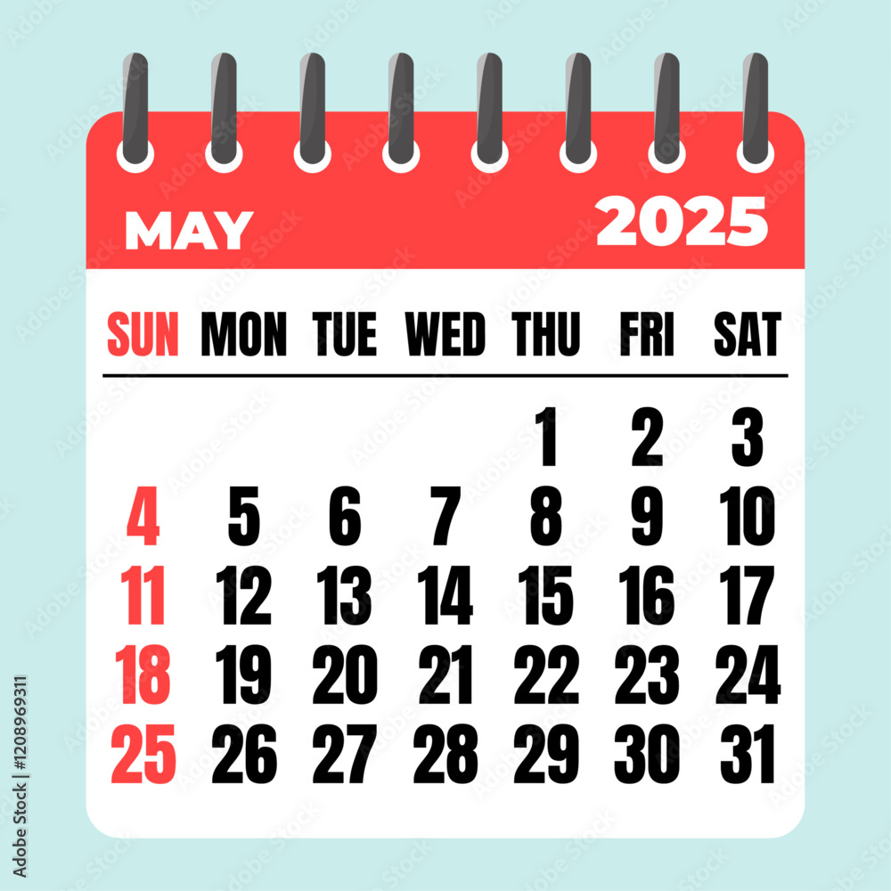 May 2025 Calendar. Desk Calendar 2025, Template Minimalist Calendar ...