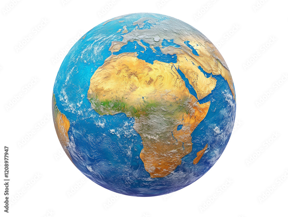 planet earth showing africa continent viewed from space with detailed ...