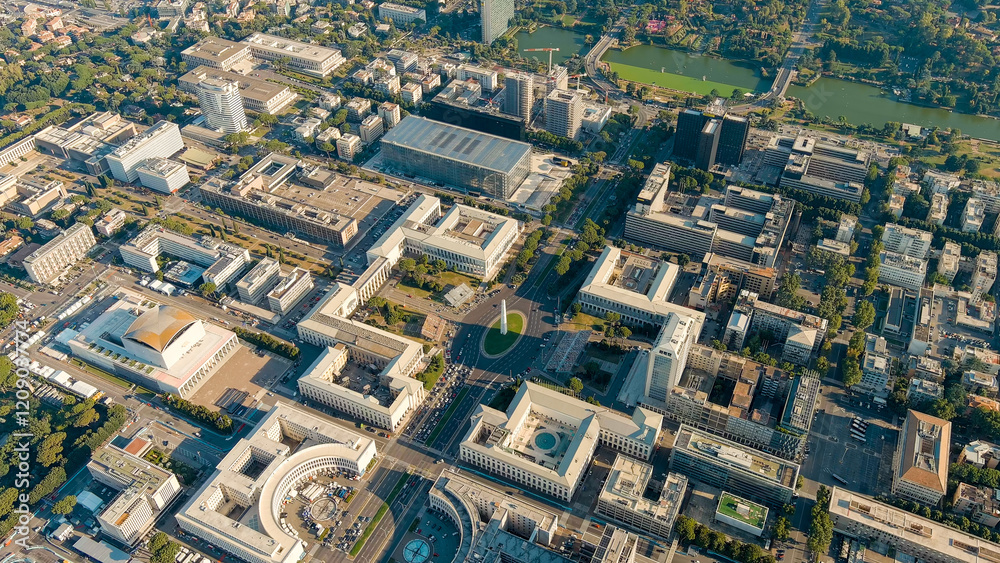 Rome, Italy. Piazza Guglielmo Marconi. District EUR - Quarter is a vast ...
