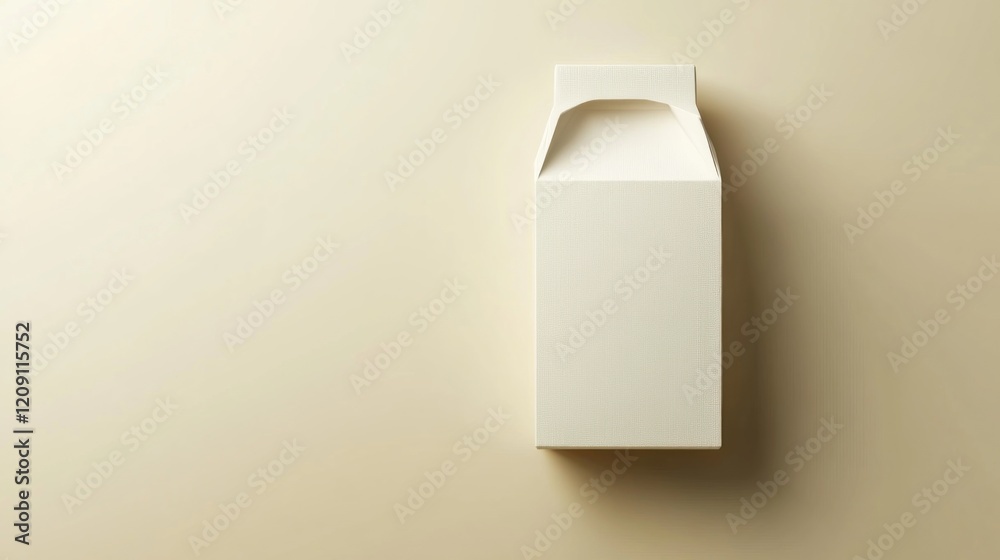 Blank white carton box on beige background, packaging mockup. Stock ...